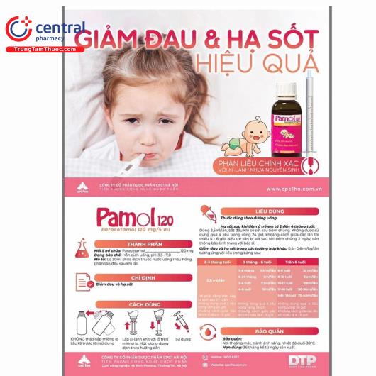 [CHÍNH HÃNG] Thuốc Pamol 120mg/5ml giúp giảm đau, hạ sốt ở trẻ em