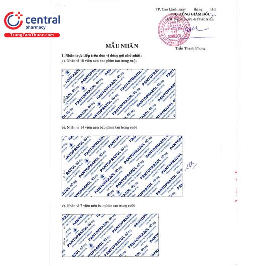 Thuốc Pantoprazol 40mg Domesco điều trị viêm loét dạ dày-tá tràng