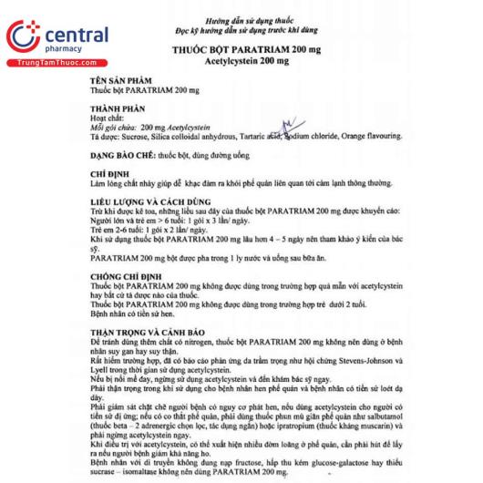 [CHÍNH HÃNG] Thuốc Paratriam 200mg Powder - Giảm ho, long đờm