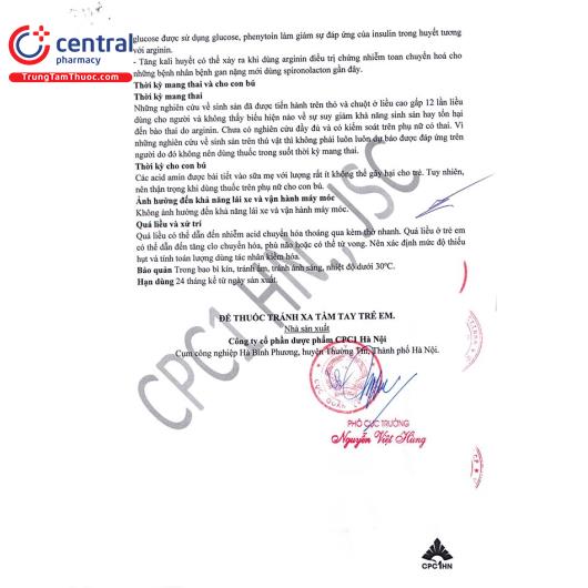 Thuốc Pargine điều trị duy trì tăng amoniac máu, rối loạn khó tiêu