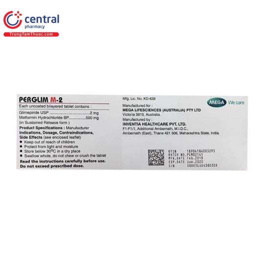 Thuốc Perglim M-2 - Thuốc điều trị bệnh tiểu đường typ 2
