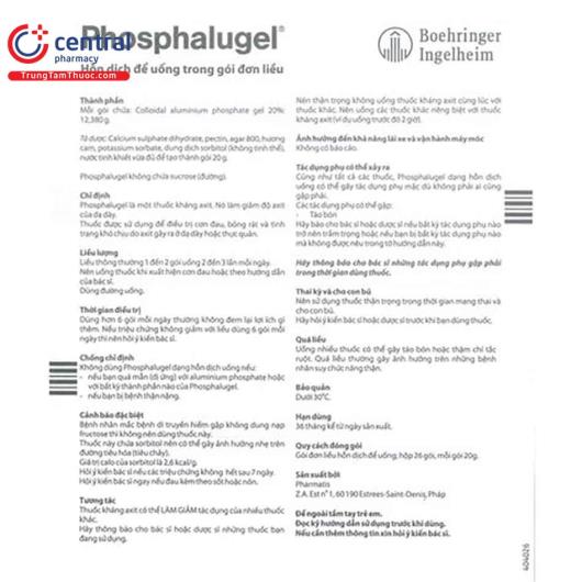 [CHÍNH HÃNG] Thuốc Phosphalugel điều trị viêm dạ dày cấp và mãn tính