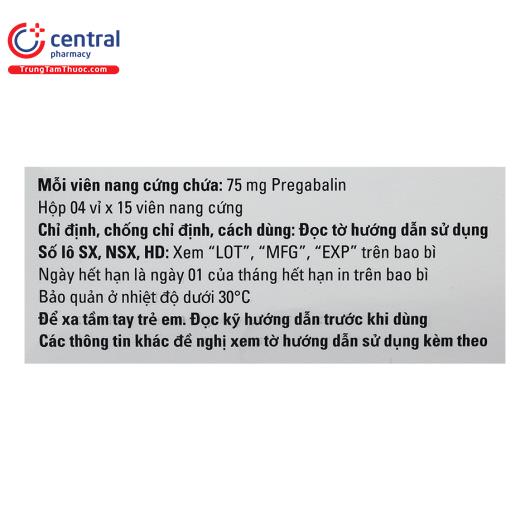 [CHÍNH HÃNG] Thuốc Pms-Pregabalin 75mg điều trị đau thần kinh