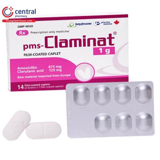 [CHÍNH HÃNG] Thuốc kháng sinh pms-Claminat 1g trị nhiễm khuẩn hô hấp