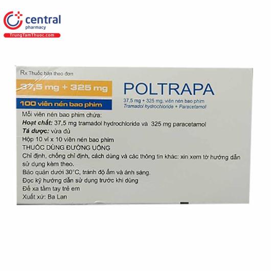 Thuốc Poltrapa (Tramadol, Paracetamol: 37,5mg 325mg) giảm đau trung ...