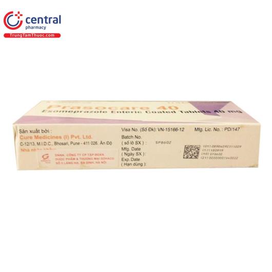 Thuốc Prasocare 40 điều trị viêm loét dạ dày, trào ngược dạ dày