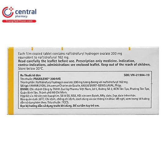 Thuốc Praxilene 200mg: chỉ định, liều dùng, giá bán