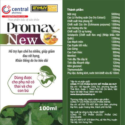 Siro ho Promax New hỗ trợ giảm hắt hơi, sổ mũi, ho do viêm họng