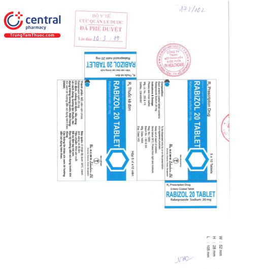 [CHÍNH HÃNG] Thuốc Rabizol 20 tablet - điều trị loét dạ dày tá tràng