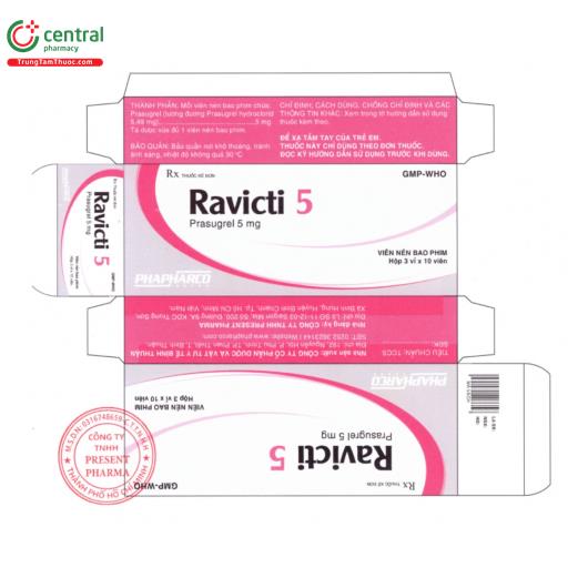 Thuốc Ravicti 5 dự phòng huyết khối hội chứng vành cấp