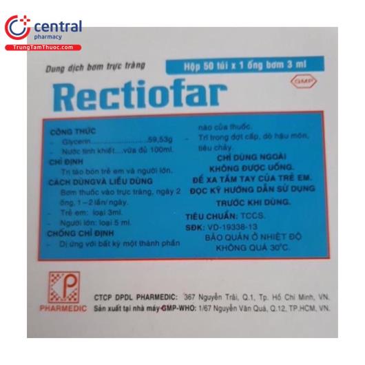 Thuốc Rectiofar 3ml - Thuốc nhuận tràng điều trị táo bón