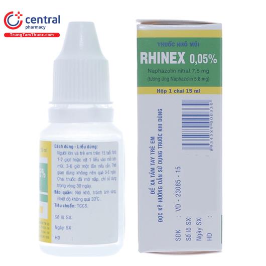 Thuốc nhỏ mũi Rhinex 0,05% giảm sung huyết mũi, nghẹt mũi, viêm xoang