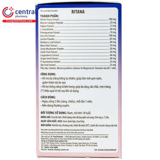 [CHÍNH HÃNG] Thuốc RiTANA Skin Whitening sáng da, mờ nám