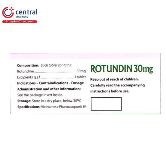 Thuốc Rotundin 30mg Hataphar thuốc điều trị mất ngủ, khó ngủ