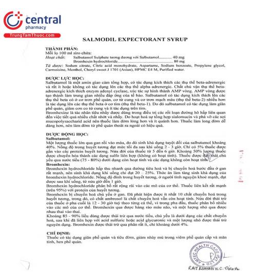 Thuốc Salmodil Expectorant Syrup - Thuốc làm giãn cơ trơn phế quản