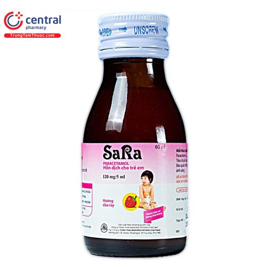 Siro Sara Hương Dâu 60ml hỗ trợ giảm đau, hạ sốt cho trẻ nhỏ