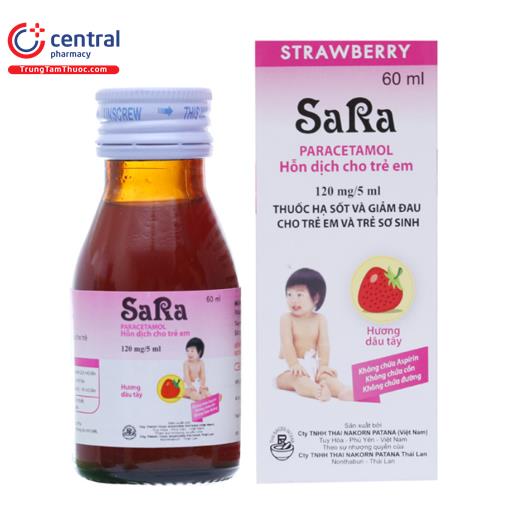 Siro Sara Hương Dâu 60ml hỗ trợ giảm đau, hạ sốt cho trẻ nhỏ