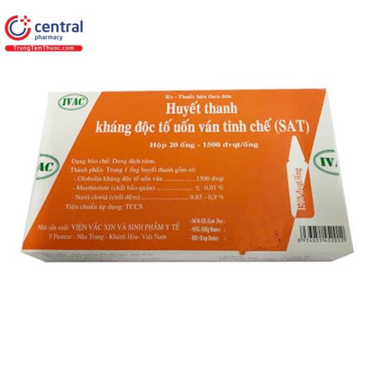 Thuốc tiêm SAT 1500UI - Thuốc huyết thanh kháng độc tố uốn ván