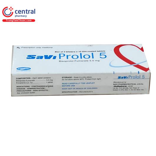 [CHÍNH HÃNG] Thuốc Savi Prolol 5: tác dụng, chỉ định, liều dùng