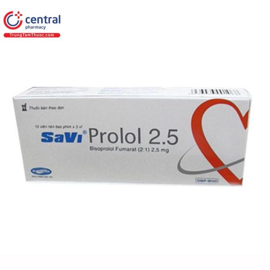 Thuốc SaVi Prolol 2,5 - Điều trị cao huyết áp, đột quỵ, đau tim