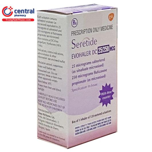 Thuốc xịt hen phế quản Seretide Evohaler 25/250: Tác dụng, cách dùng
