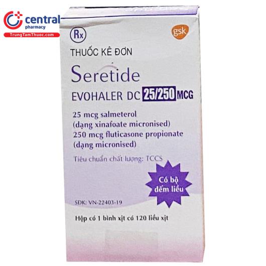 Thuốc xịt hen phế quản Seretide Evohaler 25/250: Tác dụng, cách dùng