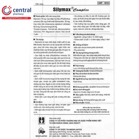 [CHÍNH HÃNG] Thuốc Silymax Complex - Hỗ trợ điều trị tăng men gan