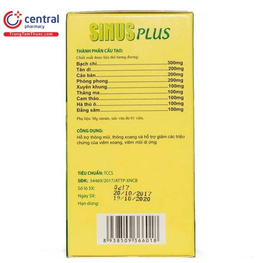 [CHÍNH HÃNG] Thuốc xoang Sinus Plus- hỗ trợ trị viêm xoang, cảm cúm
