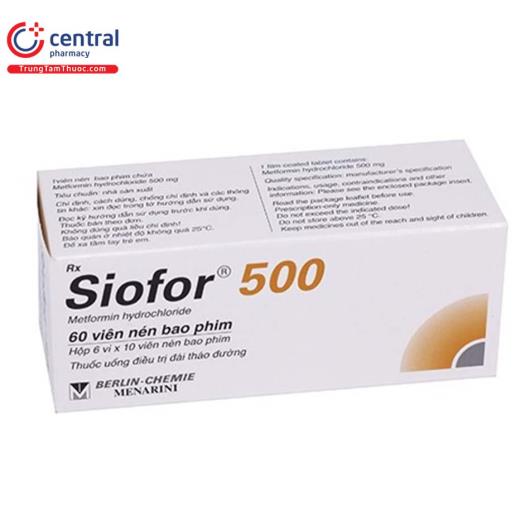 Thuốc Siofor 500 (Hộp 60 viên) điều trị hiệu quả tiểu đường type 2