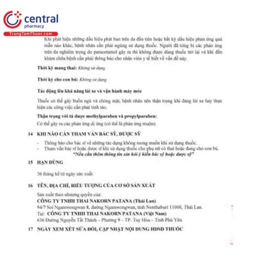 [CHÍNH HÃNG] Thuốc Tiffy Siro 60ml trị cảm cúm, viêm mũi, viêm xoang