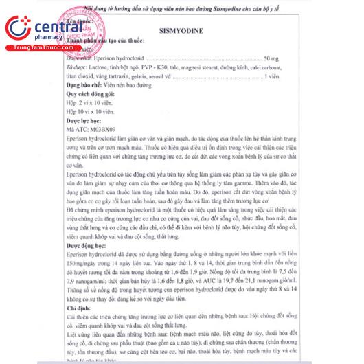 [CHÍNH HÃNG] Thuốc SisMyodine - điều trị liệt cứng