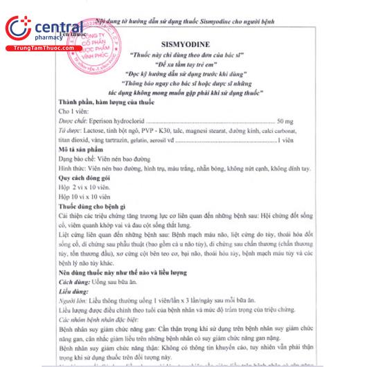 [CHÍNH HÃNG] Thuốc SisMyodine - điều trị liệt cứng