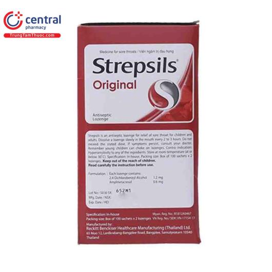 [CHÍNH HÃNG] Thuốc Strepsils Original (Hộp 100 gói) giảm đau họng