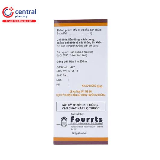 Thuốc Sucrafil Suspension 200ml - điều trị loét dạ dày lành tính