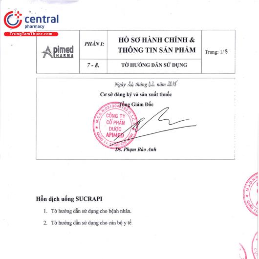 [CHÍNH HÃNG] Thuốc Sucrapi Apimed - phòng ngừa loét dạ dày do stress