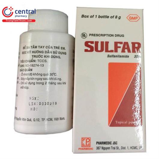 Thuốc bột rắc vết thương Sulfar 8g: tác dụng và giá bán