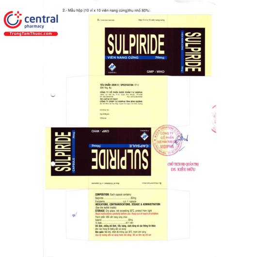 Thuốc Sulpiride capsule 50mg Vidipha điều trị rối loạn tâm thần