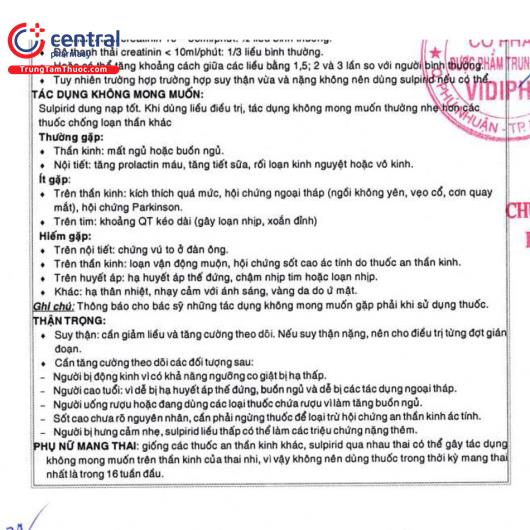 Thuốc Sulpiride capsule 50mg Vidipha điều trị rối loạn tâm thần
