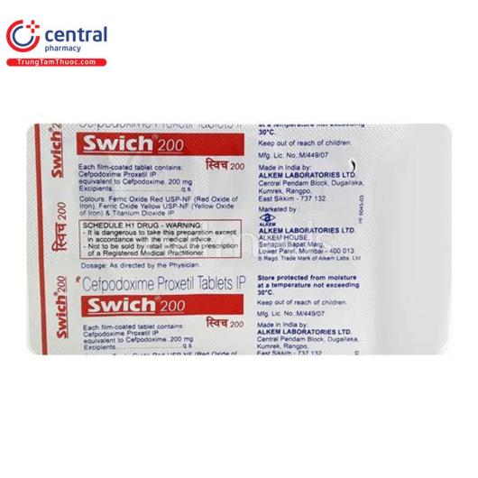 Thuốc Swich-200 Tablets: điều trị nhiễm khuẩn hiệu quả