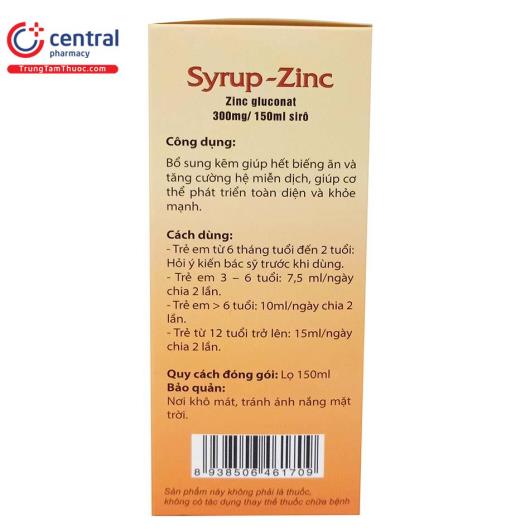 Thuốc Syrup ZinC bổ sung kẽm: cách dùng, lưu ý khi sử dụng, giá bán