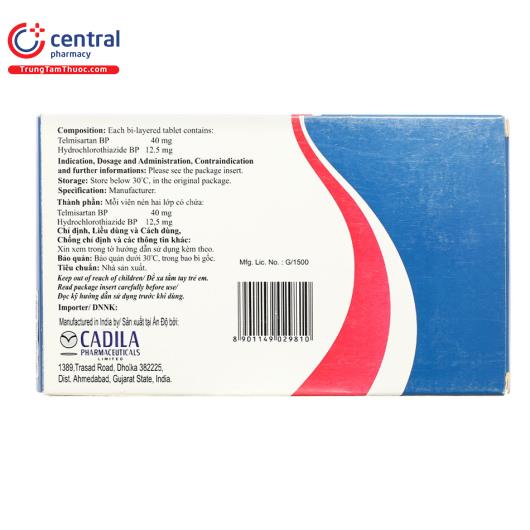 Thuốc Teli H 40mg/12.5mg huyết áp vô căn không còn là lỗi lo