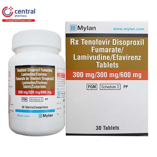 Thuốc Tenofovir Disoproxil Fumarate/Lamivudine/Efavirenz Tablets 300mg ...