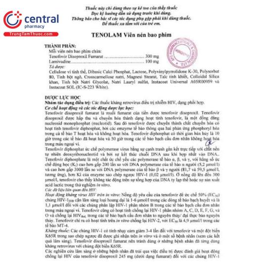 [CHÍNH HÃNG] ThuốcTenolam - Kháng virus, phòng và điều trị HIV