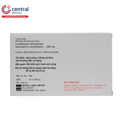 [CHÍNH HÃNG] Thuốc Terlev-500 - Kháng sinh Levofloxacin của Ấn Độ