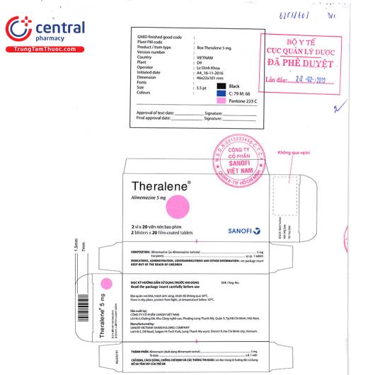 [CHÍNH HÃNG] Thuốc Theralene 5mg (Hộp 40 viên) chặn đứng dị ứng