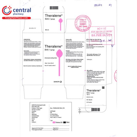 Thuốc Theralene Sirô - thuốc điều trị biểu hiện của dị ứng