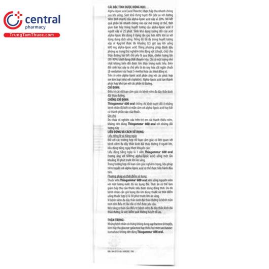 Thuốc Thiogamma 600 Oral: tác dụng, cách dùng và giá bán