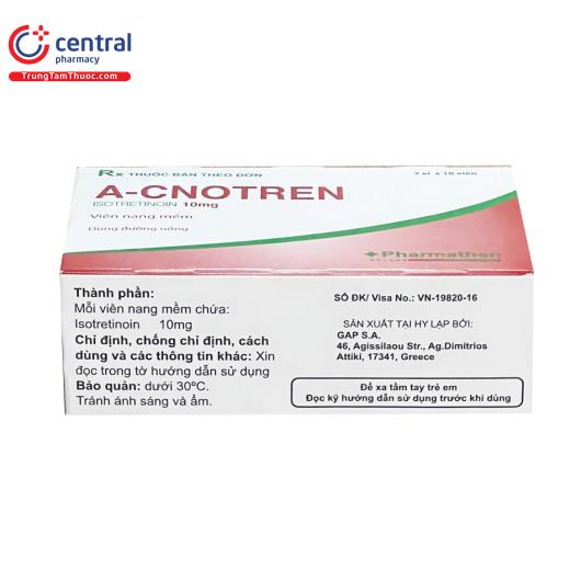 [CHÍNH HÃNG] Thuốc A-Cnotren 10mg - Đánh bay mụn trứng cá
