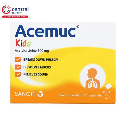 [CHÍNH HÃNG] Thuốc Acemuc Kid 100mg giúp đường thở thông thoáng hơn