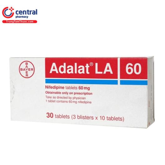 Thuốc Adalat LA 60mg: tác dụng, liều dùng và giá bán